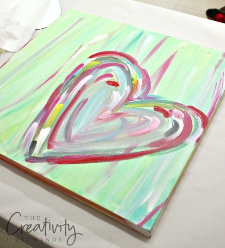 DIY Abstract Heart Painting and a Fun Paint Party