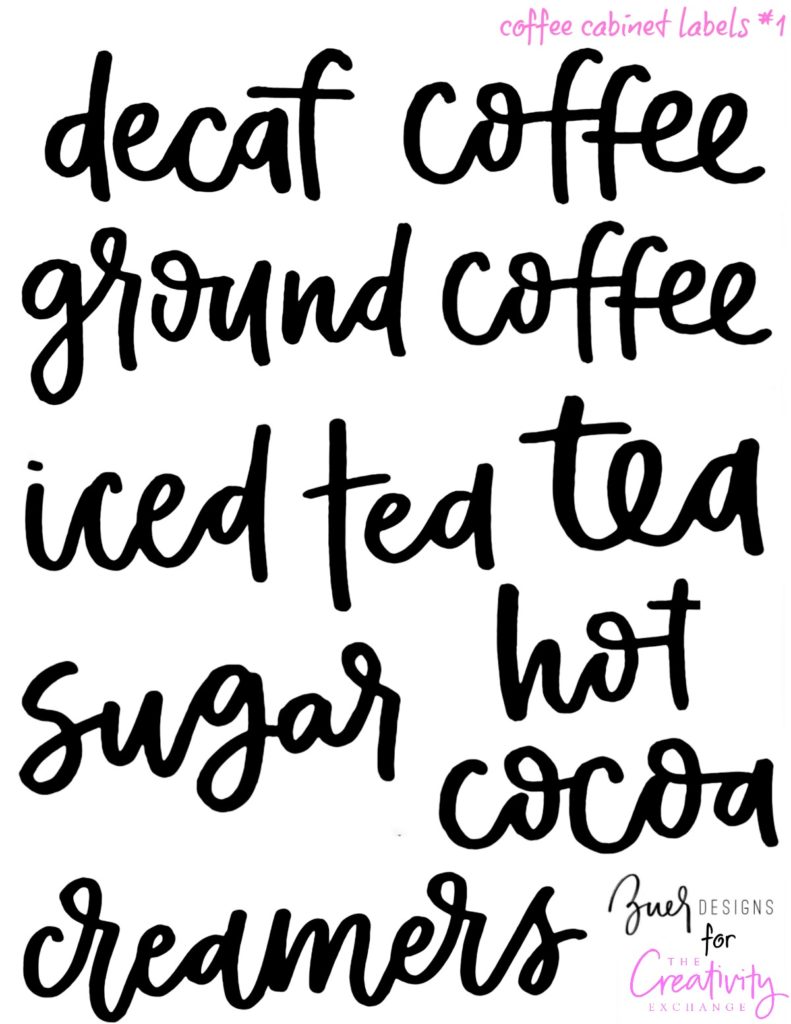 Organized Coffee Cabinet with Printable Labels