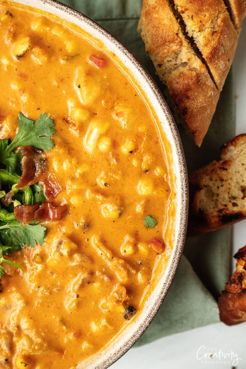Texas Corn Chowder with Smoked Gouda (Shrimp or Chicken)